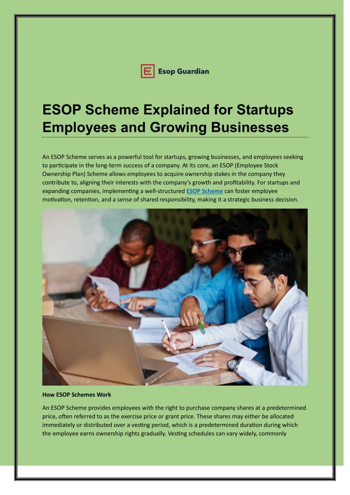 PPT - ESOP Scheme Explained for Startups Employees and Growing ...