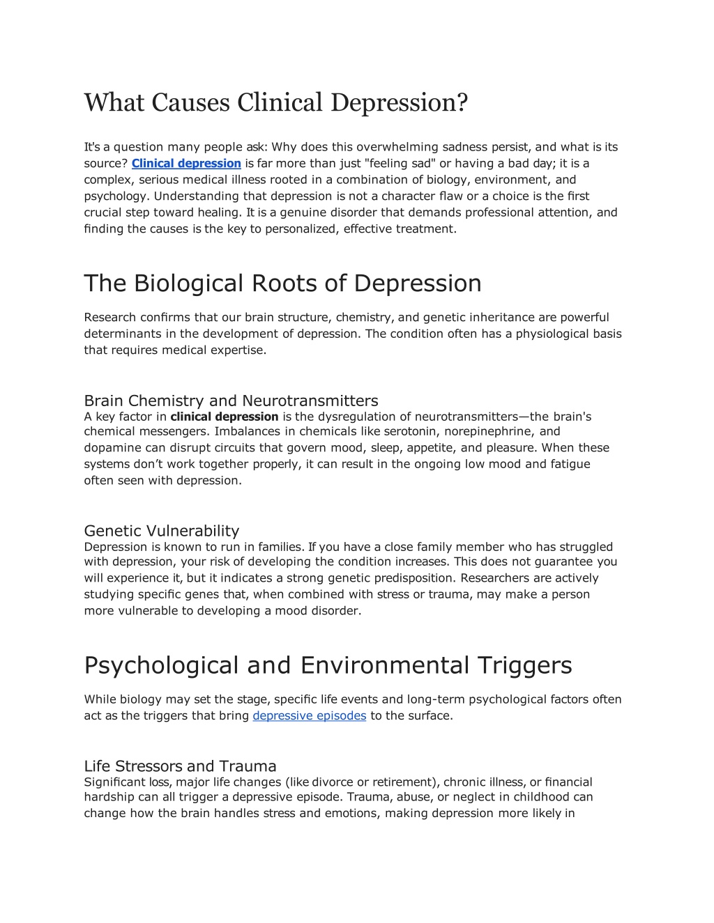 PPT - E - What Causes Clinical Depression PowerPoint Presentation, free ...