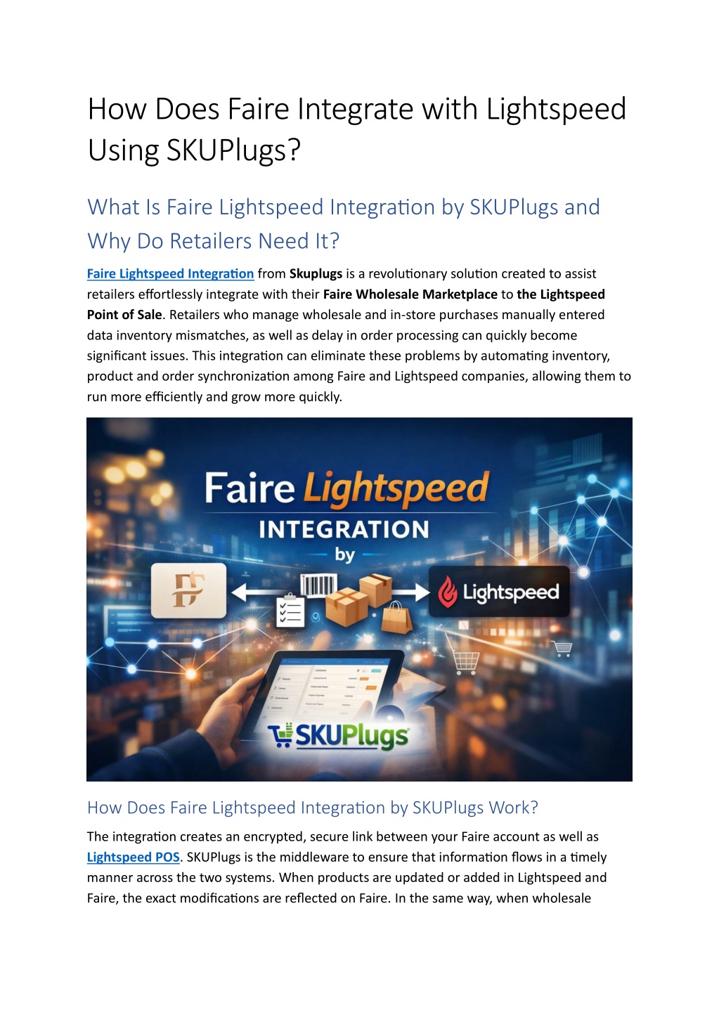 PPT - How Does Faire Integrate with Lightspeed Using SKUPlugs ...