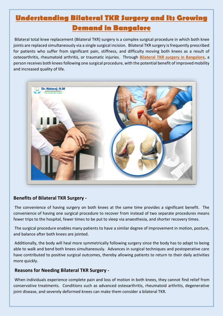 PPT - Understanding Bilateral TKR Surgery and Its Growing Demand in ...