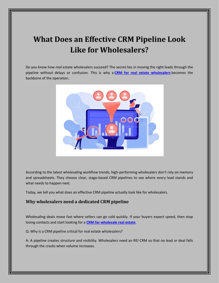 PPT - What Does an Effective CRM Pipeline Look Like for Wholesalers ...