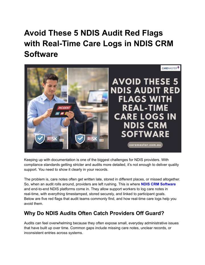 PPT - Avoid These 5 NDIS Audit Red Flags with Real-Time Care Logs in ...