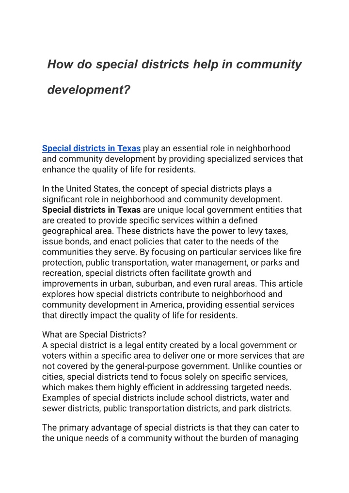 PPT - Special districts in Texas PowerPoint Presentation, free download ...