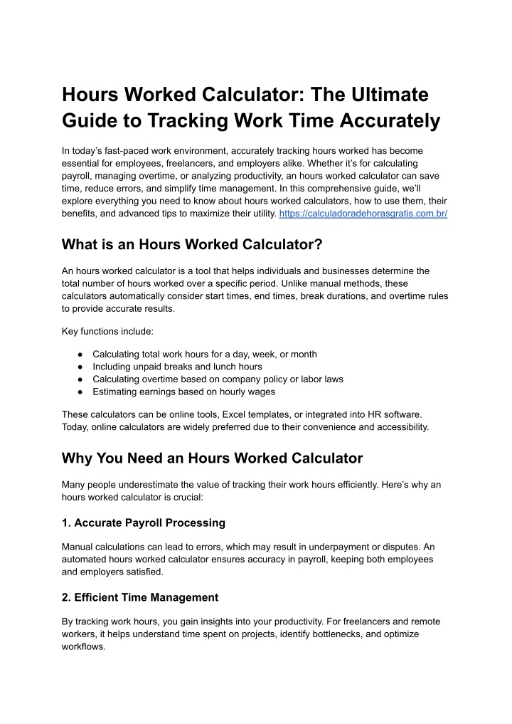 PPT - Hours Worked Calculator: The Ultimate Guide to Tracking Work Time ...