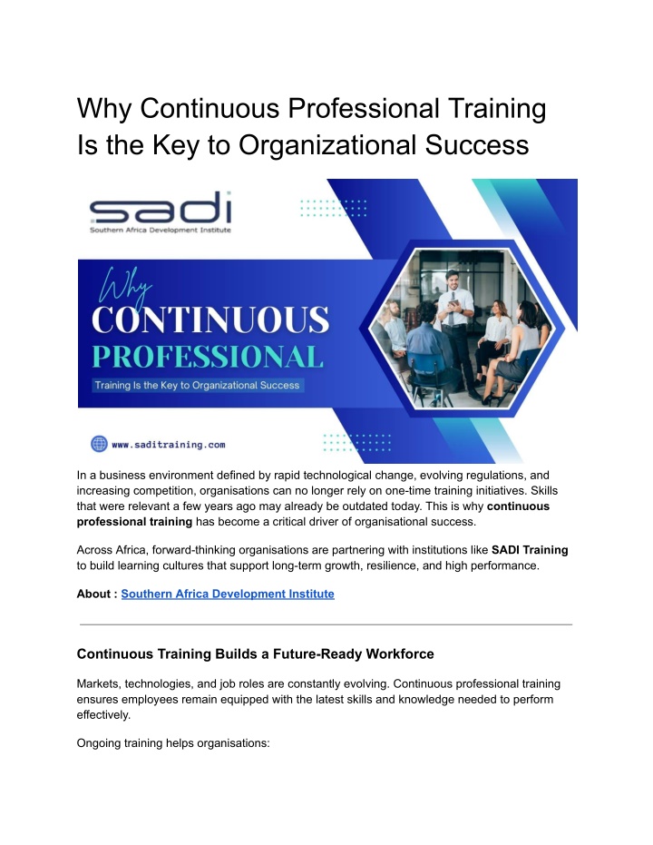 PPT - Why Continuous Professional Training Is the Key to Organizational ...