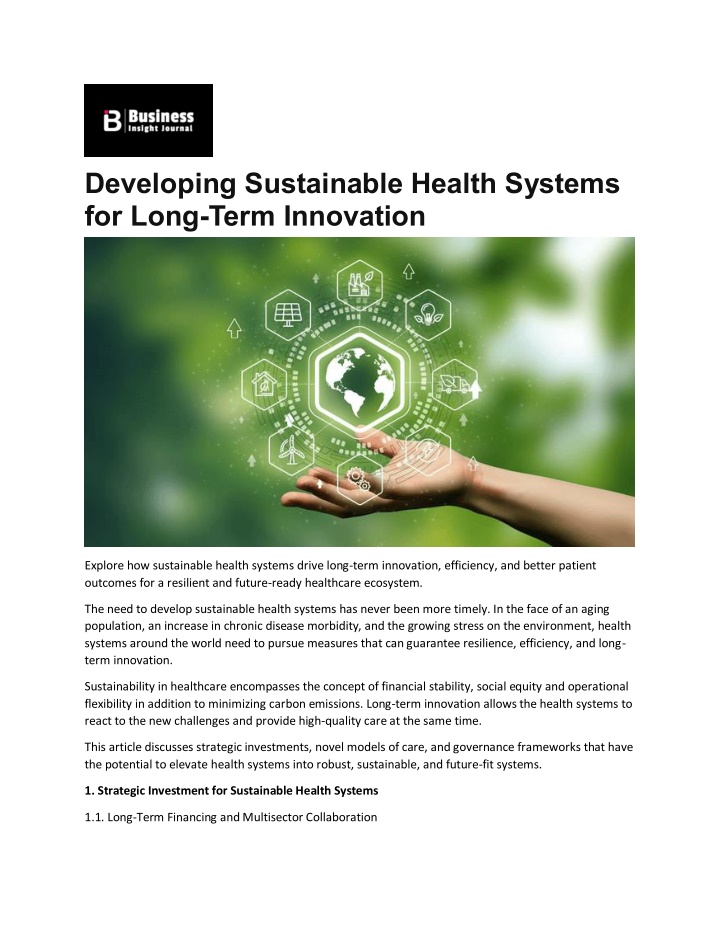 PPT - Building Inclusive and Sustainable Health Systems for All ...