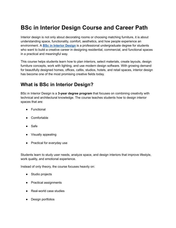 PPT - BSc in Interior Design Course Details and Career Scope PowerPoint ...