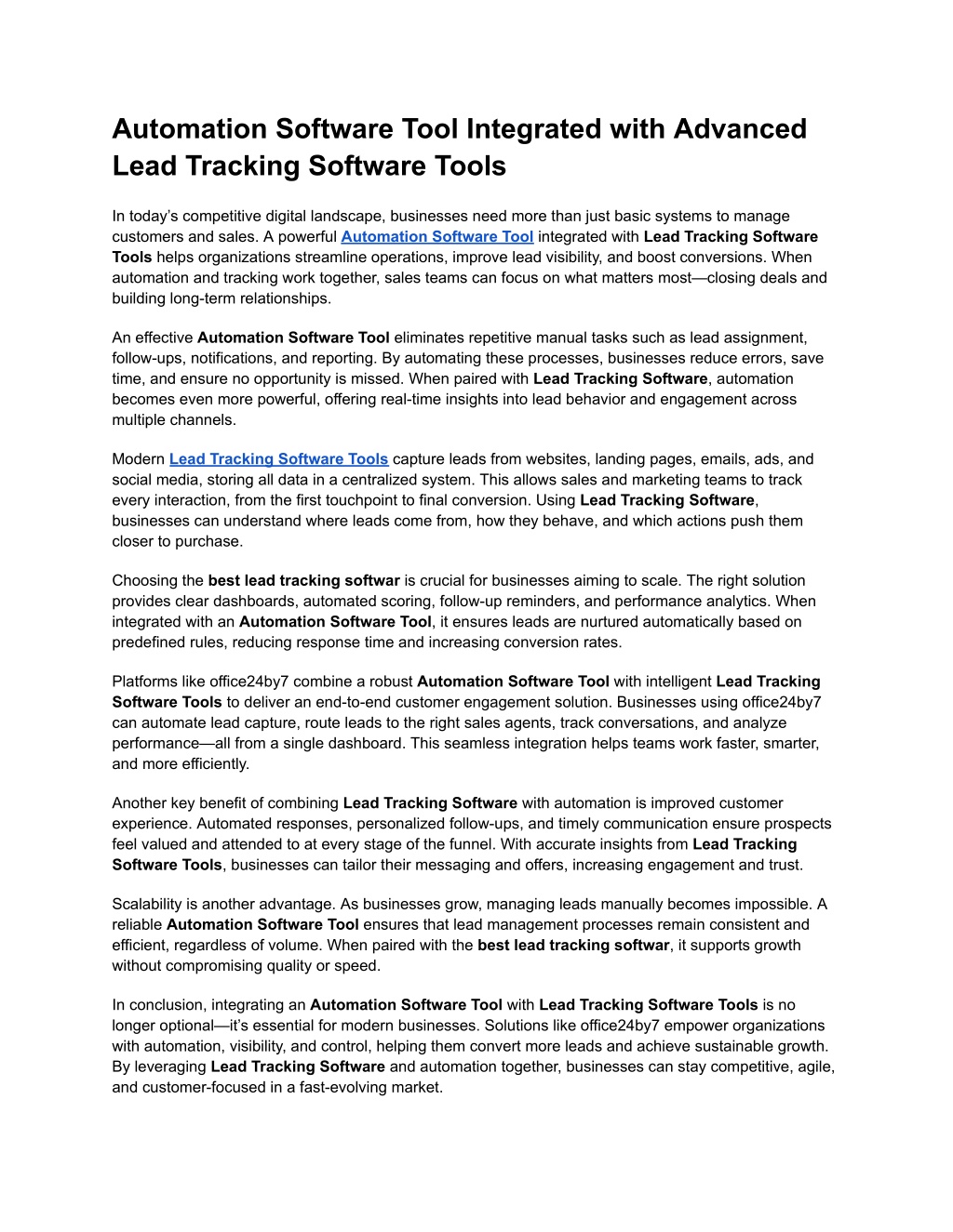 PPT - Automation Software Tool Integrated with Advanced Lead Tracking ...