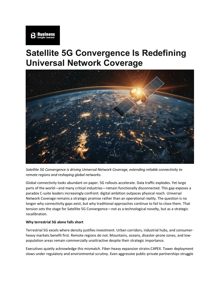 PPT - Satellite 5G Convergence Reaching the World's Most Remote Regions ...