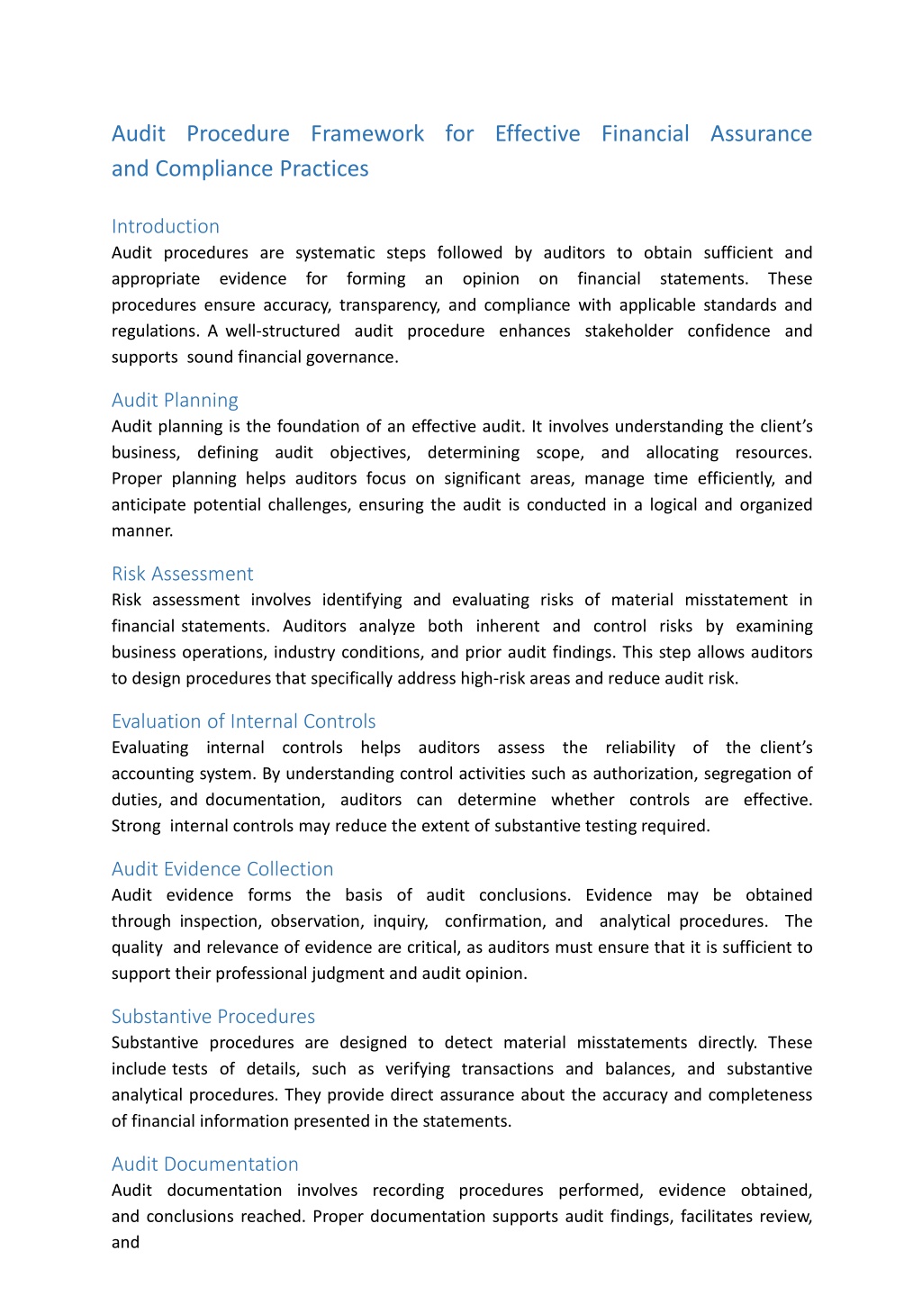 PPT - Audit Procedure Framework for Effective Financial Assurance ...