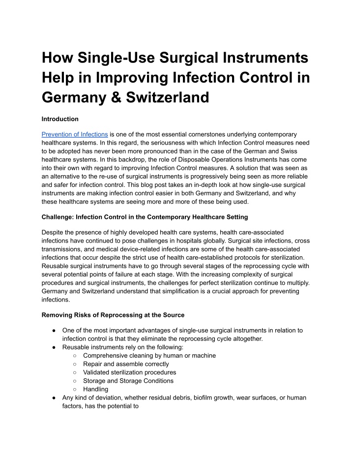 PPT - How Single-Use Surgical Instruments Help in Improving Infection ...