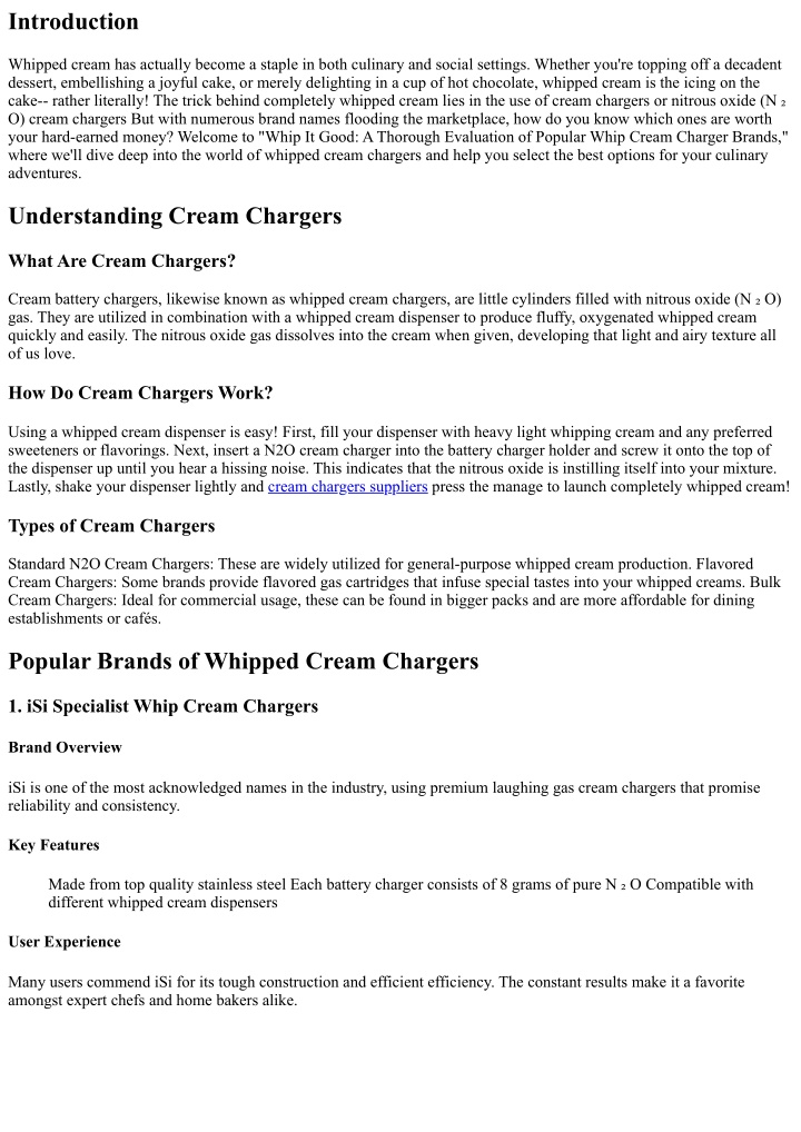 PPT - Whip It Good: A Detailed Review of Popular Whip Cream Charger ...
