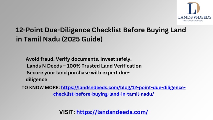 PPT - 12-Point Due-Diligence Checklist Before Buying Land in Tamil Nadu ...