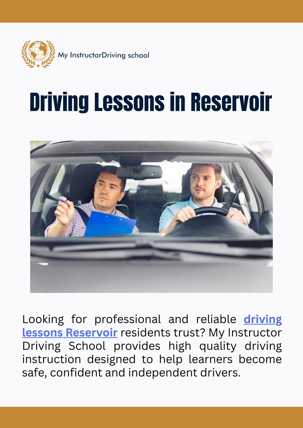 PPT - Driving Lessons in Reservoir - My Instructor Driving School ...
