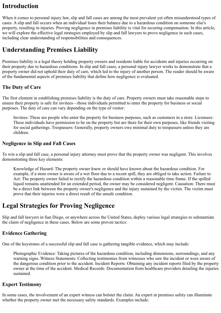 PPT - Slip and Fall Lawyer Legal Strategies: Proving Negligence in ...