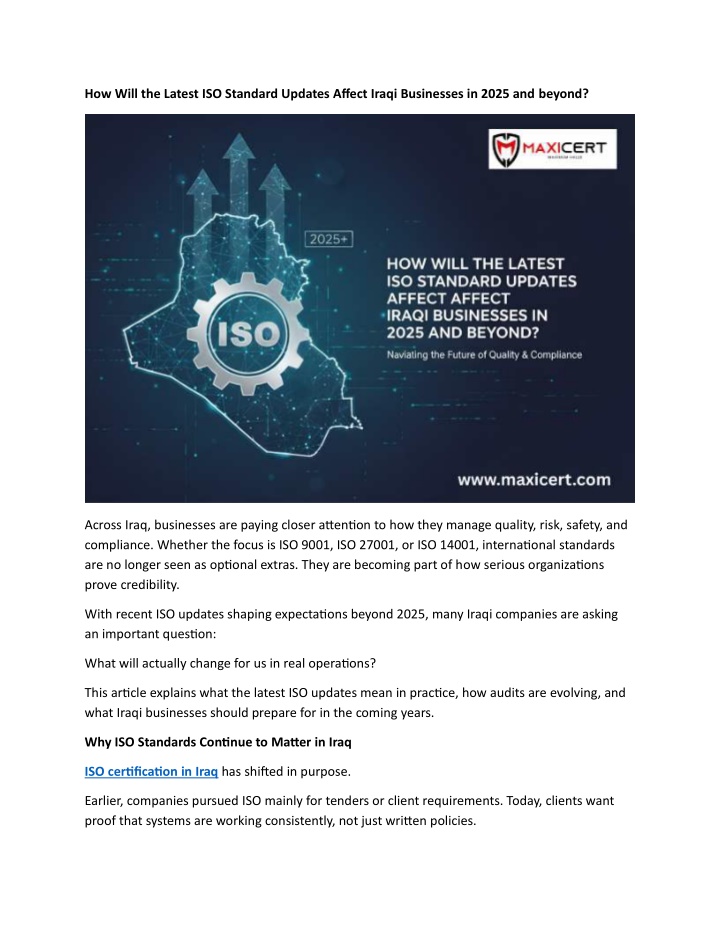 PPT - How Will the Latest ISO Standard Updates Affect Iraqi Businesses ...