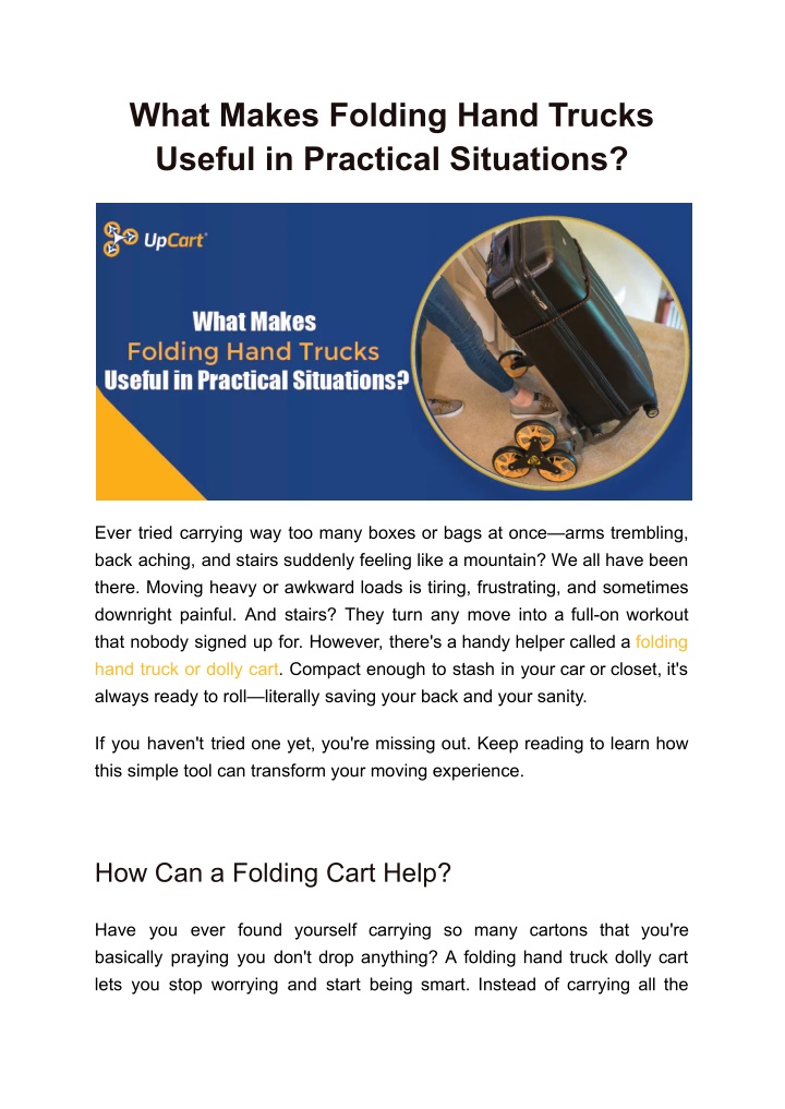 PPT - What Makes Folding Hand Trucks Useful in Practical Situations ...