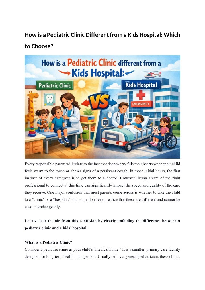 PPT - Pediatric Clinic vs Kids Hospital Key Differences Every Parent ...