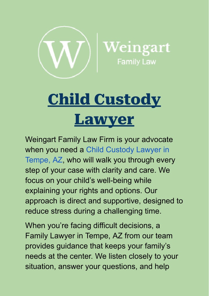 PPT - Child Custody Lawyer in Tempe, AZ: Weingart Family Law Firm ...