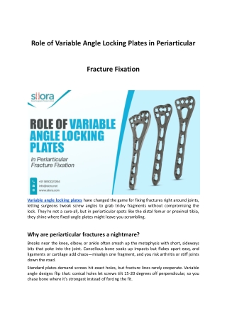 PPT - Role of Variable Angle Locking Plates in Periarticular Fracture ...