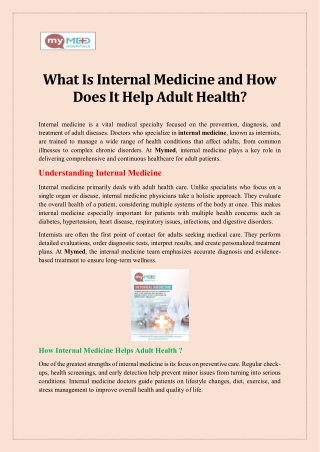 PPT - What Is Internal Medicine and How Does It Help Adult Health ...