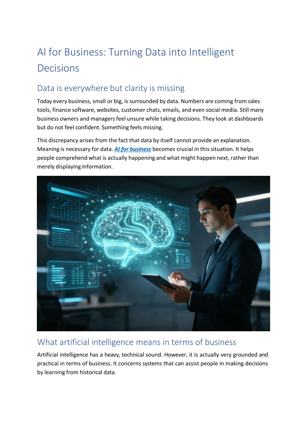 PPT - AI for Business Turning Data into Intelligent Decisions ...