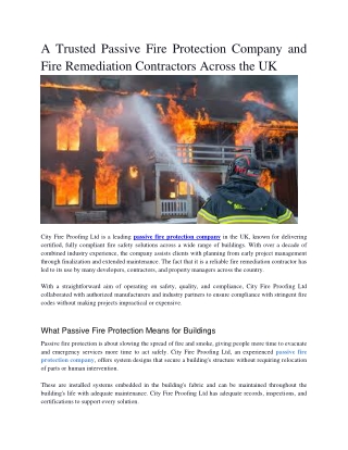 PPT - A Trusted Passive Fire Protection Company and Fire Remediation ...
