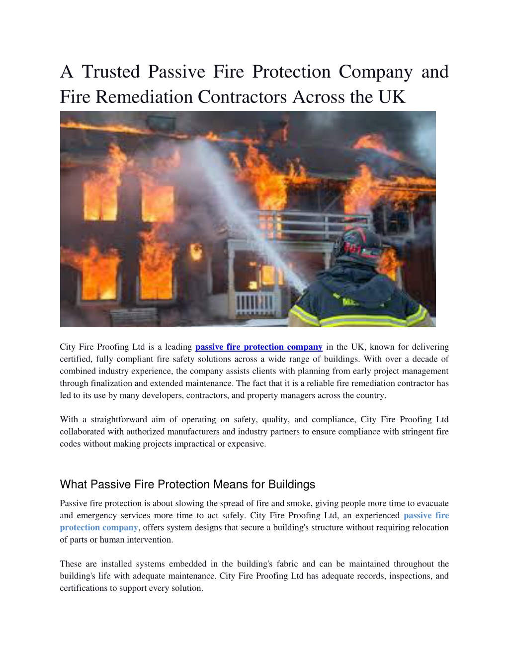 PPT - A Trusted Passive Fire Protection Company and Fire Remediation ...