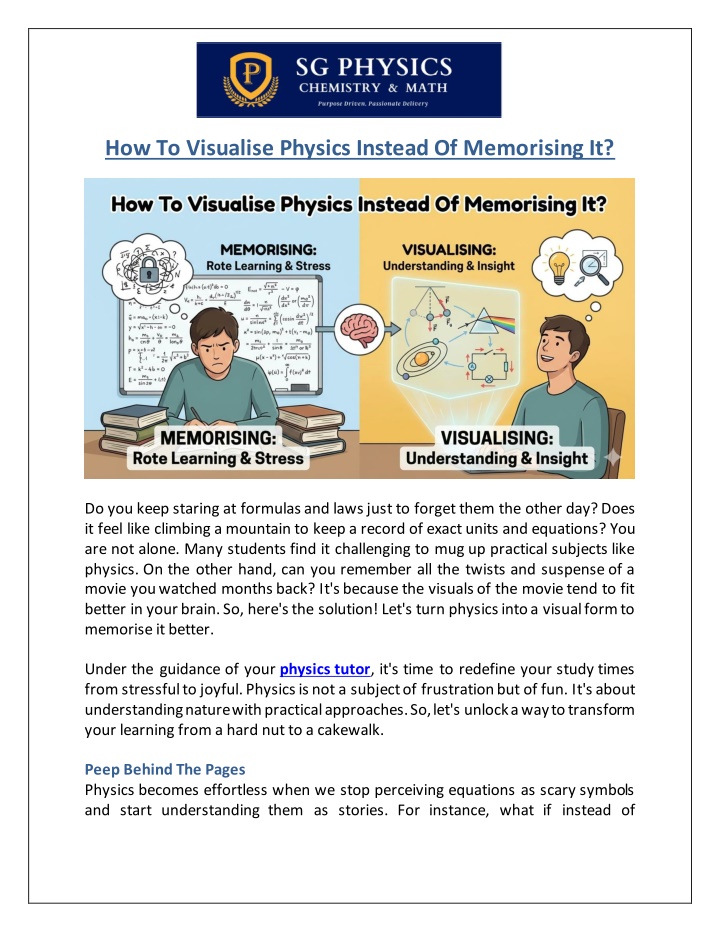 PPT - How To Visualise Physics Instead Of Memorising It? PowerPoint ...