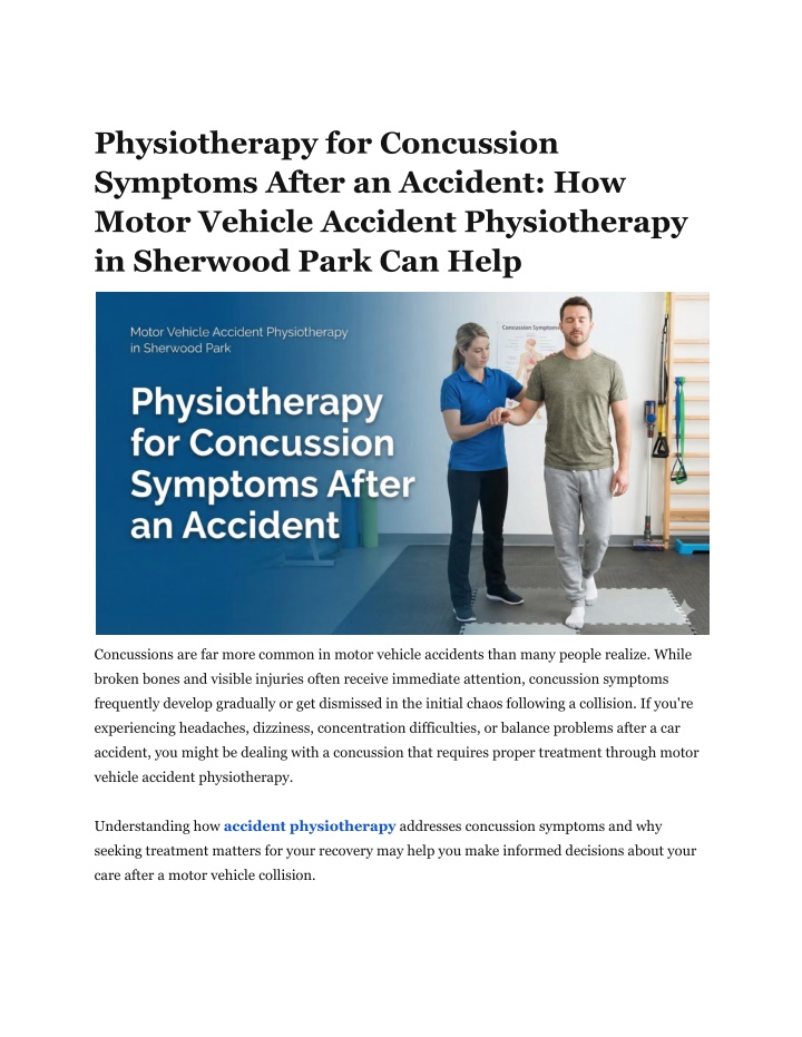 PPT - Physiotherapy for Concussion Symptoms After an Accident_ How ...