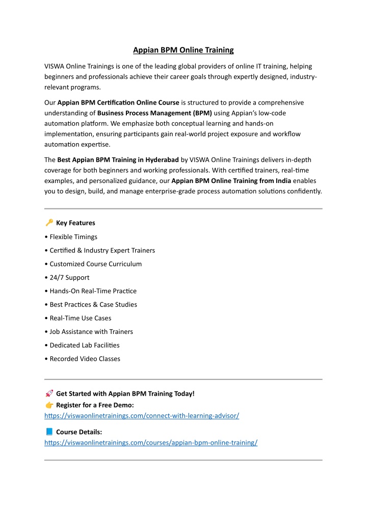 PPT - Appian BPM Online Training Real-time support from Hyderabad ...