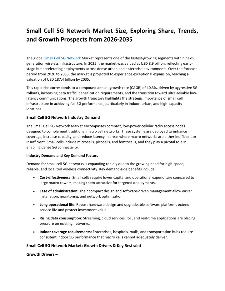 PPT - Small Cell 5G Network Market Report: 2035 Analysis PowerPoint ...