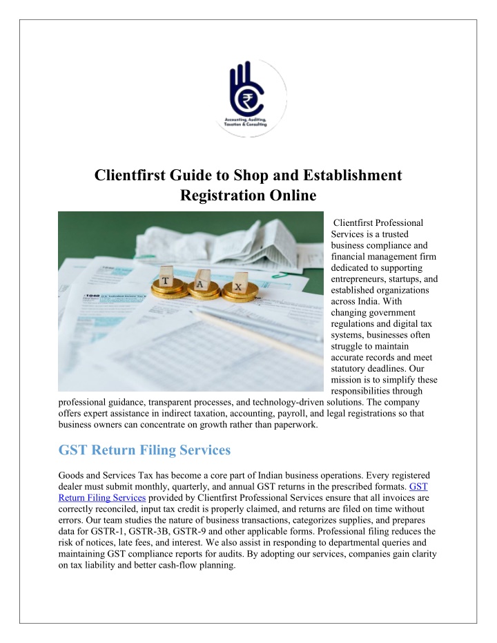 PPT - Shops & Establishment Act Registration – Quick Online Support ...