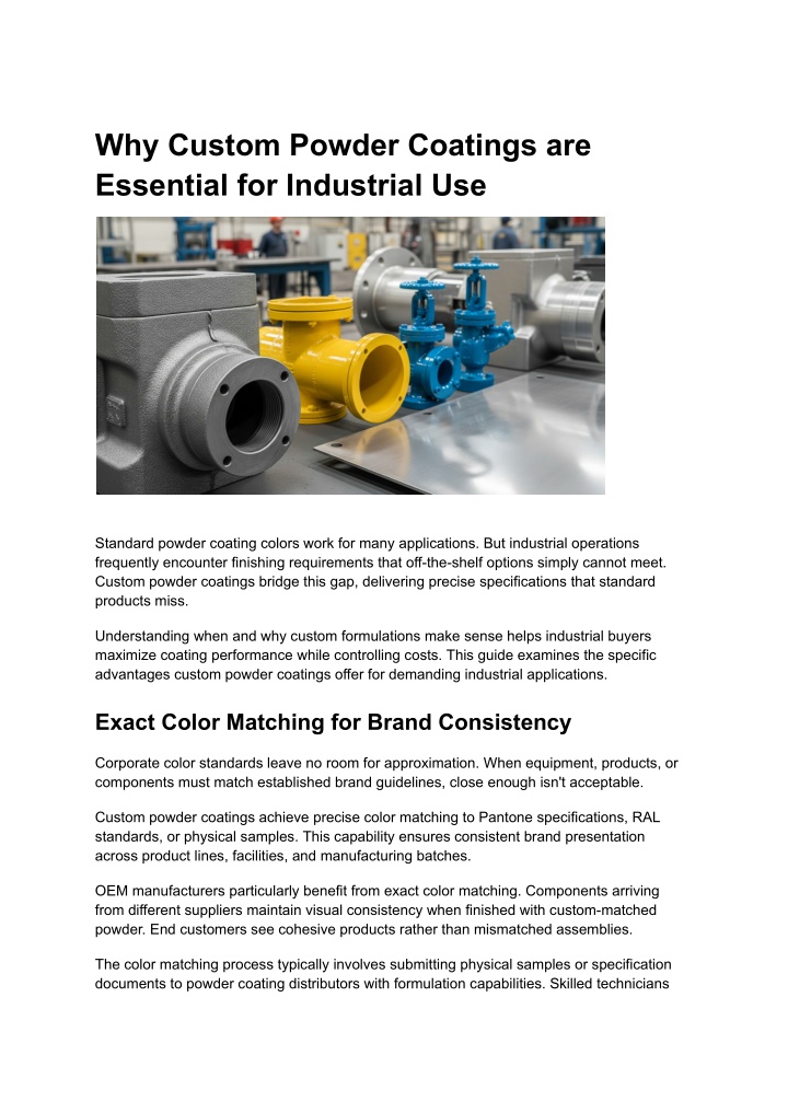 PPT - Why Custom Powder Coatings are Essential for Industrial Use ...