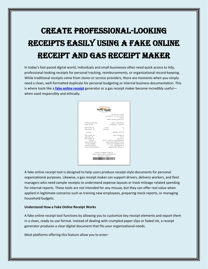 PPT - Create Professional-Looking Receipts Easily Using a Fake Online ...