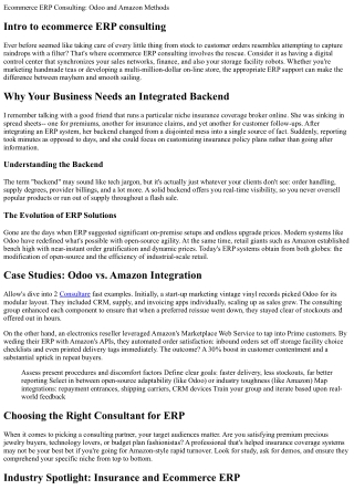 PPT - Ecommerce ERP Consulting: Odoo and Amazon Strategies PowerPoint ...