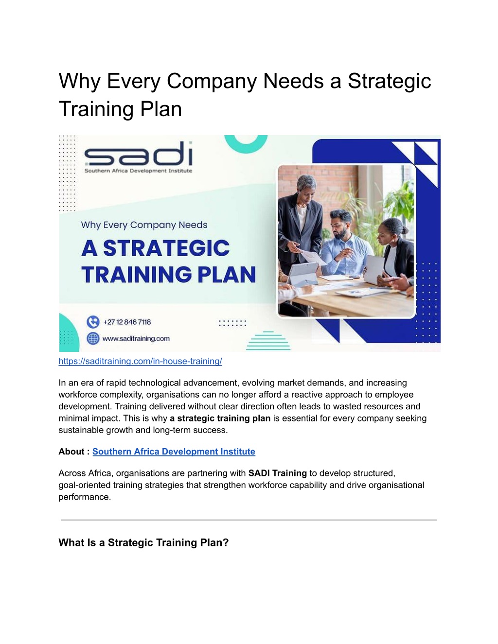 PPT - Why Every Company Needs a Strategic Training Plan PowerPoint ...