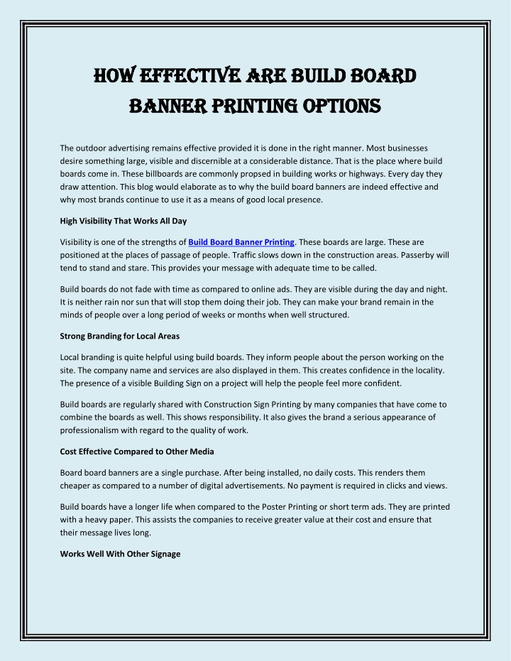 PPT - How Effective Are Build Board Banner Printing Options (1 ...