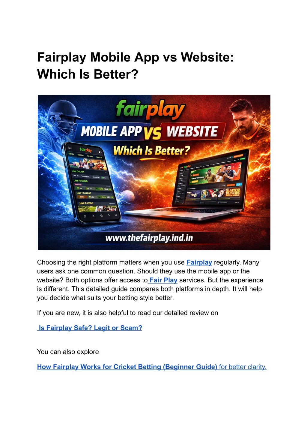 PPT - Fairplay Mobile App vs Website Which Is Better PowerPoint ...