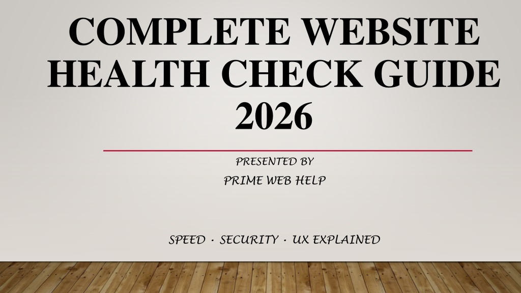 PPT - Complete Website Health Check Guide 2026 PowerPoint Presentation ...
