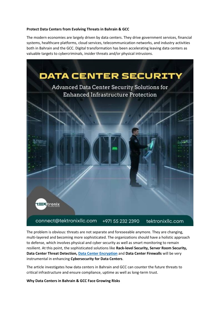 PPT - Protect Data Centers from Evolving Threats in Bahrain & GCC ...