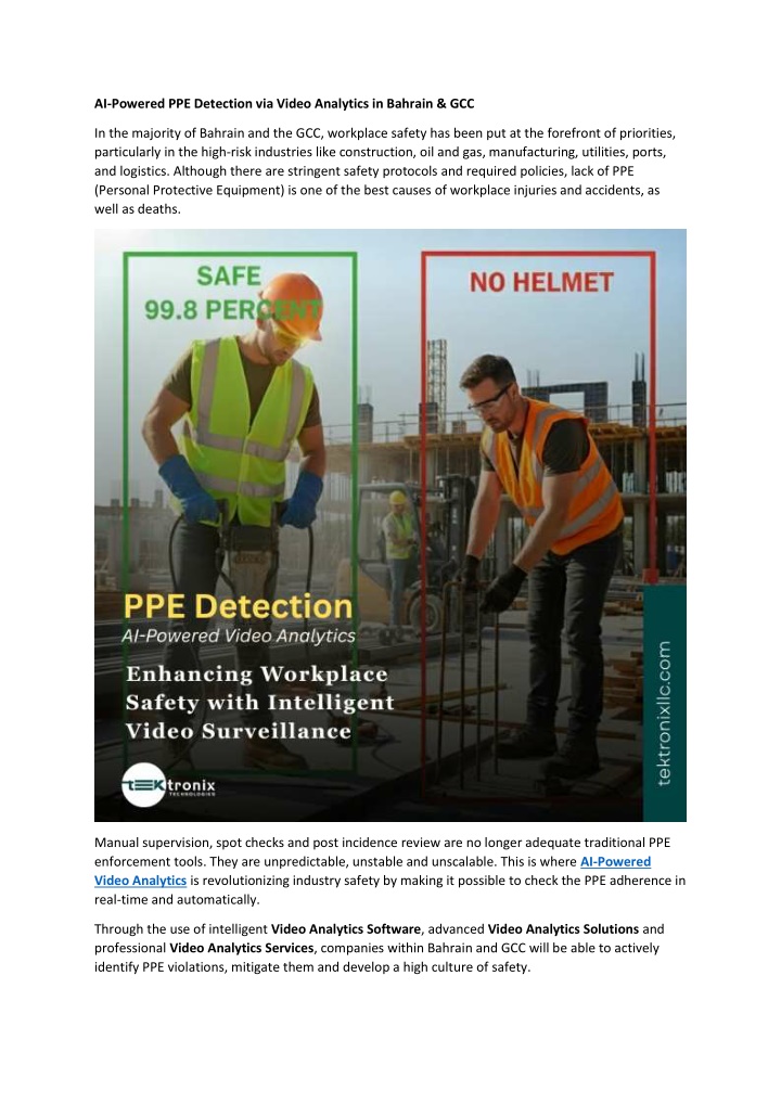 PPT - AI-Powered PPE Detection via Video Analytics in Bahrain & GCC ...