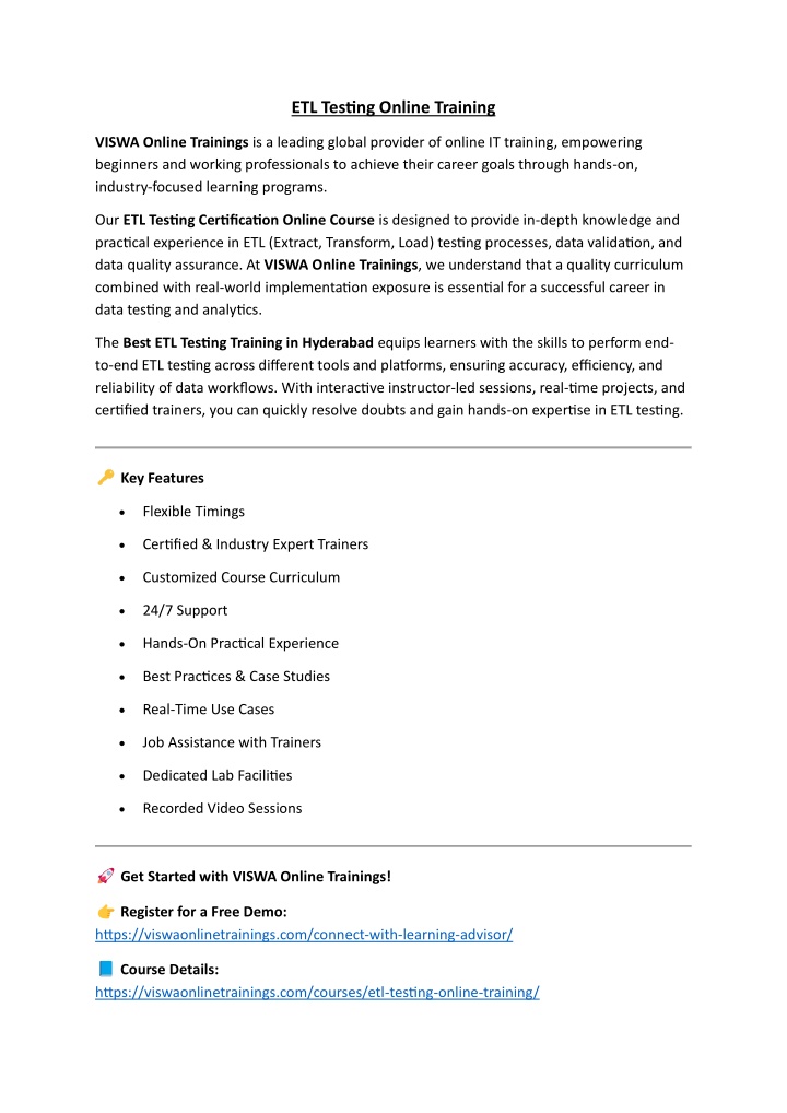 PPT - ETL Testing Online Training Real-time support from India ...