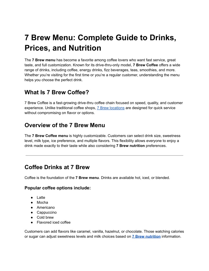 PPT - 7 Brew Menu_ Complete Guide to Drinks, Prices, and Nutrition ...