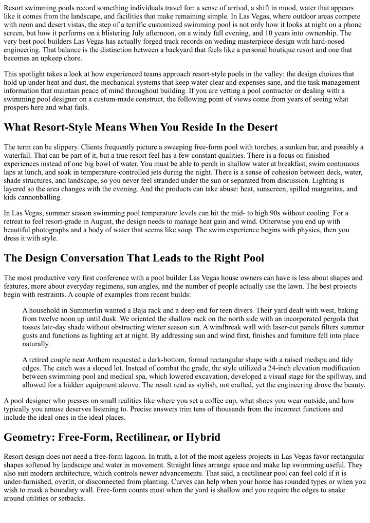 PPT - Custom Design Spotlight: Pool Builders Las Vegas Creating Resort ...