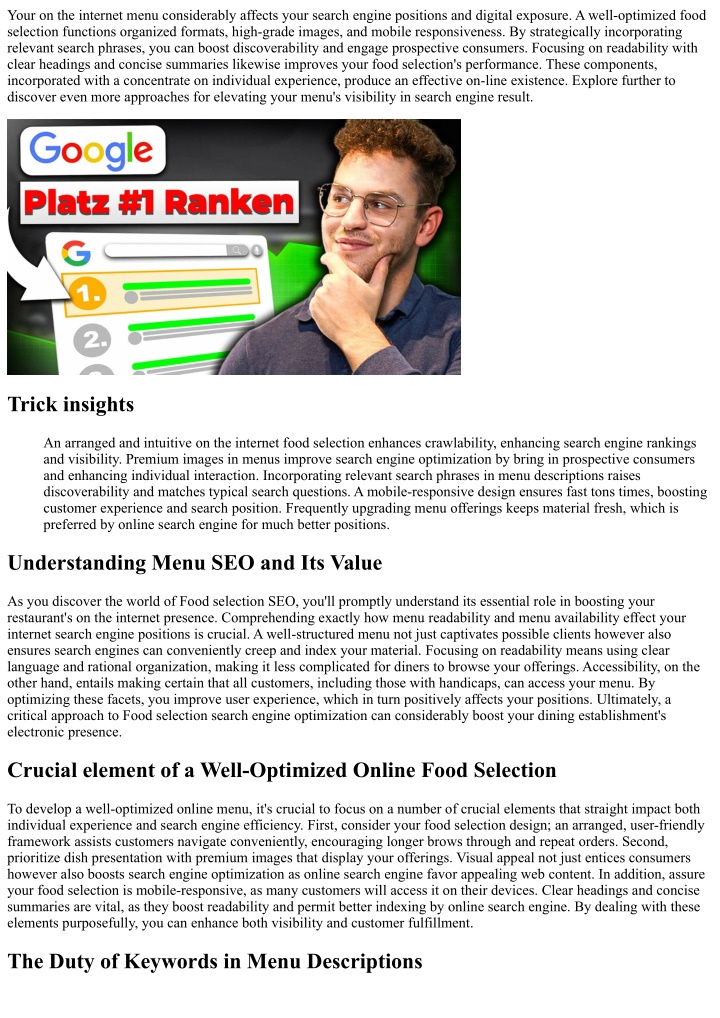 PPT - Menu SEO: Exactly How Your Online Menu Affects Your Positions ...