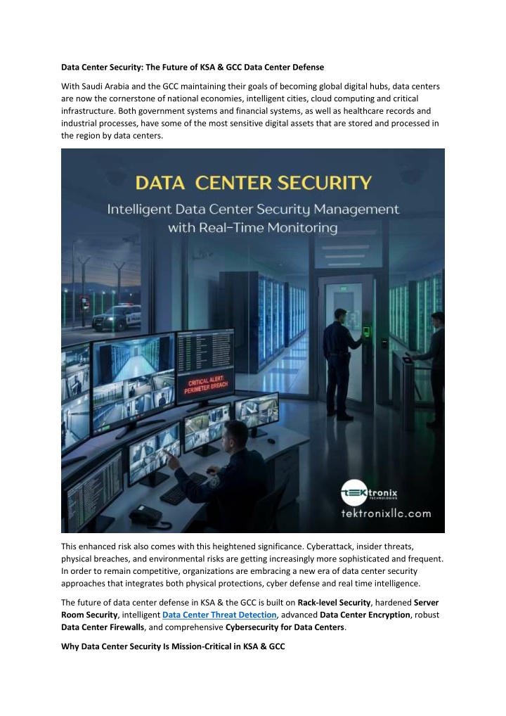 PPT - Data Center Security - The Future of KSA & GCC Data Center ...