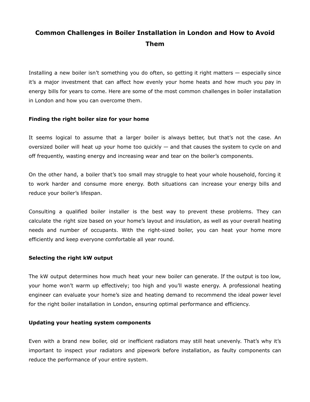 PPT - Common Challenges in Boiler Installation in London and How to ...