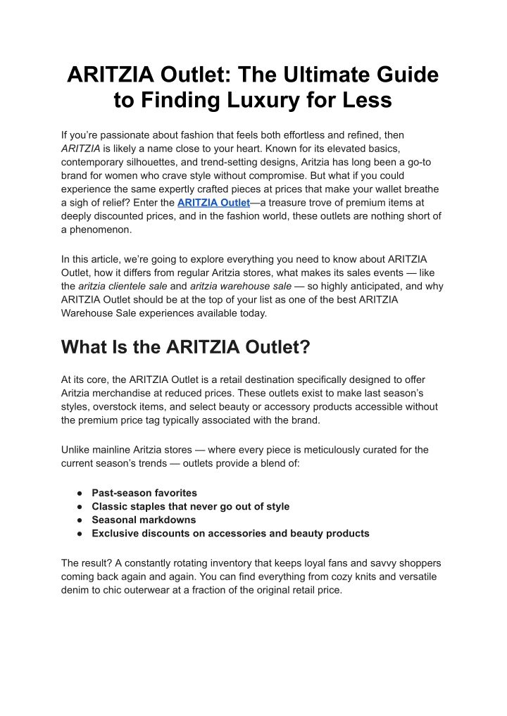PPT - ARITZIA Outlet - The Ultimate Guide to Finding Luxury for Less ...
