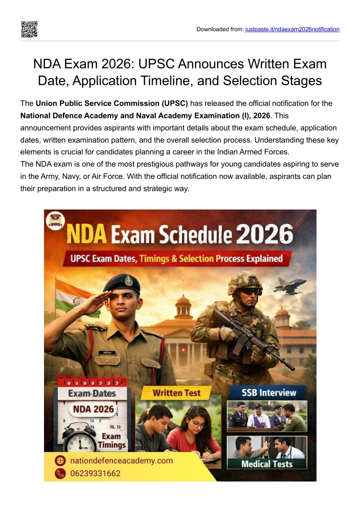 PPT - NDA Exam 2026- UPSC Announces Written Exam Date, Application ...